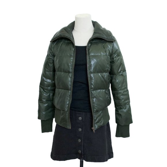 BB Dakota | Jackets & Coats | Bb Dakota Dark Forest Green Shiny Puffer ...
